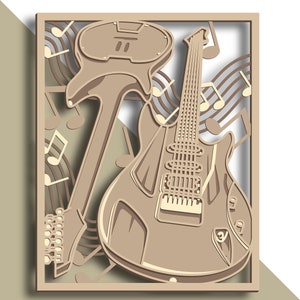 Guitar Multilayer SVG/ Guitar Cut File/ 3D Layer/ Plywood Cutting ...