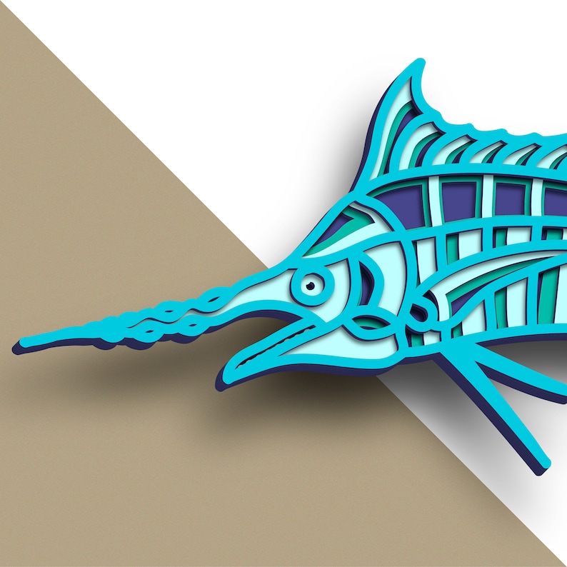 Marlin Multilayer SVG. Laser Cut File. Layer Construction. Plywood ...
