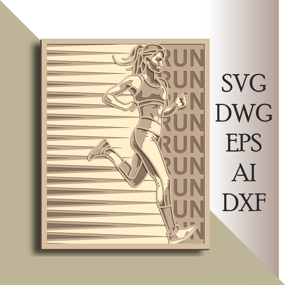 3D Run Multilayer SVG/ Run Cut File/ 3D Layer/ Plywood Cutting/ Paper ...