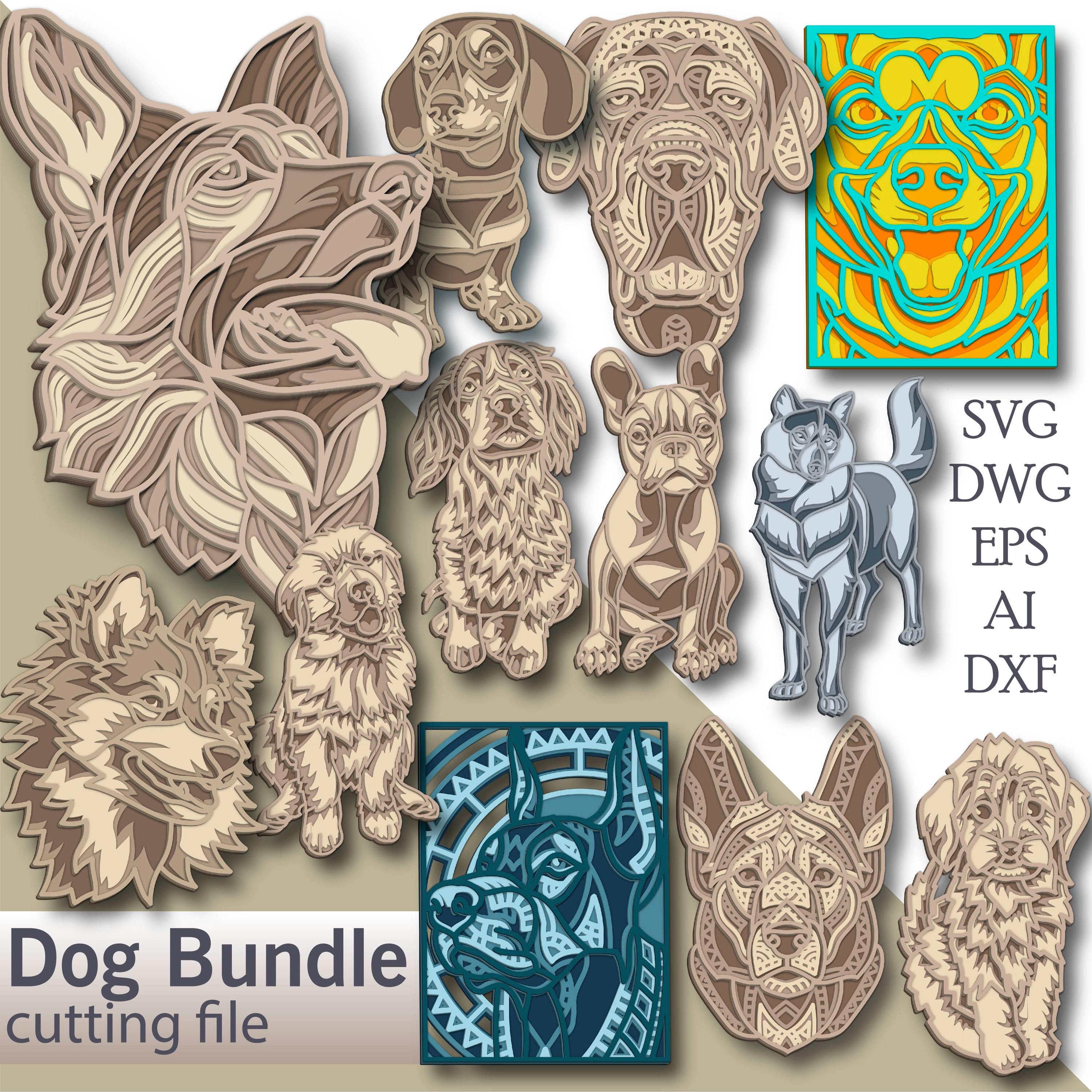 Dog Bundle Multilayer Svg/ Dog Bundle Laser Cut File/ 3D Layer/ Plywood ...