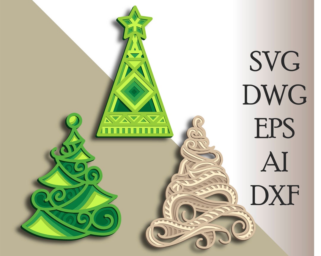 Christmas Tree Bundle Multilayer SVG/ Christmas Tree Bundle Cut File ...