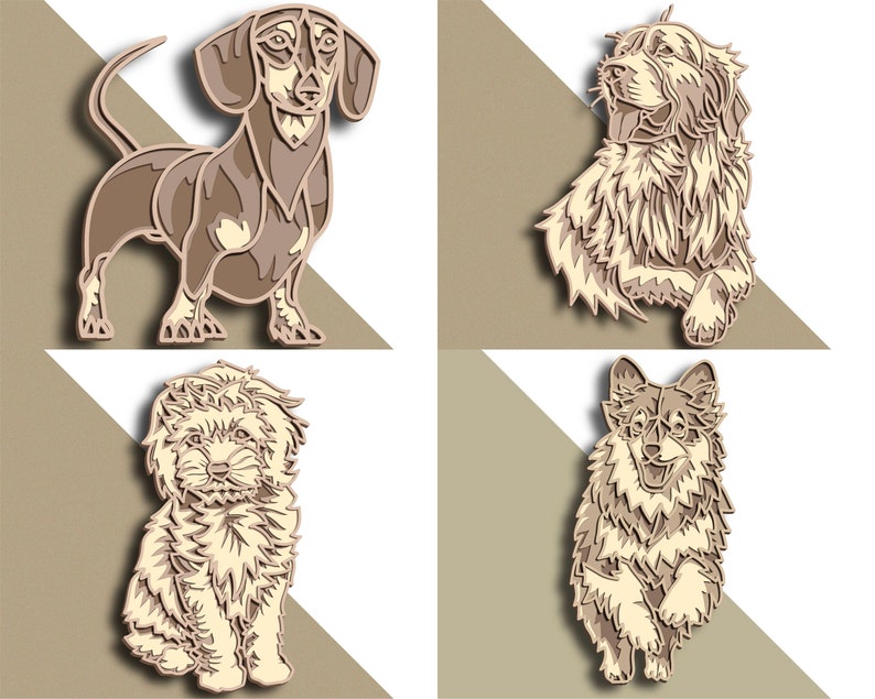 Dog Bundle Multilayer Svg. Laser Cut File. Layer Construction. Plywood ...