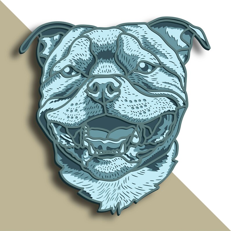 Staffordshire Bull Terrier Multilayer SVG. Laser Cut File. Layer ...