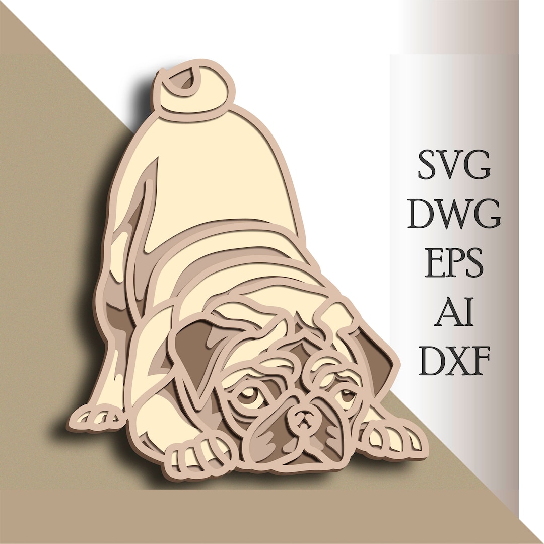 Pug Multilayer SVG. Laser Cut File. Layer Construction. Plywood Cutting ...