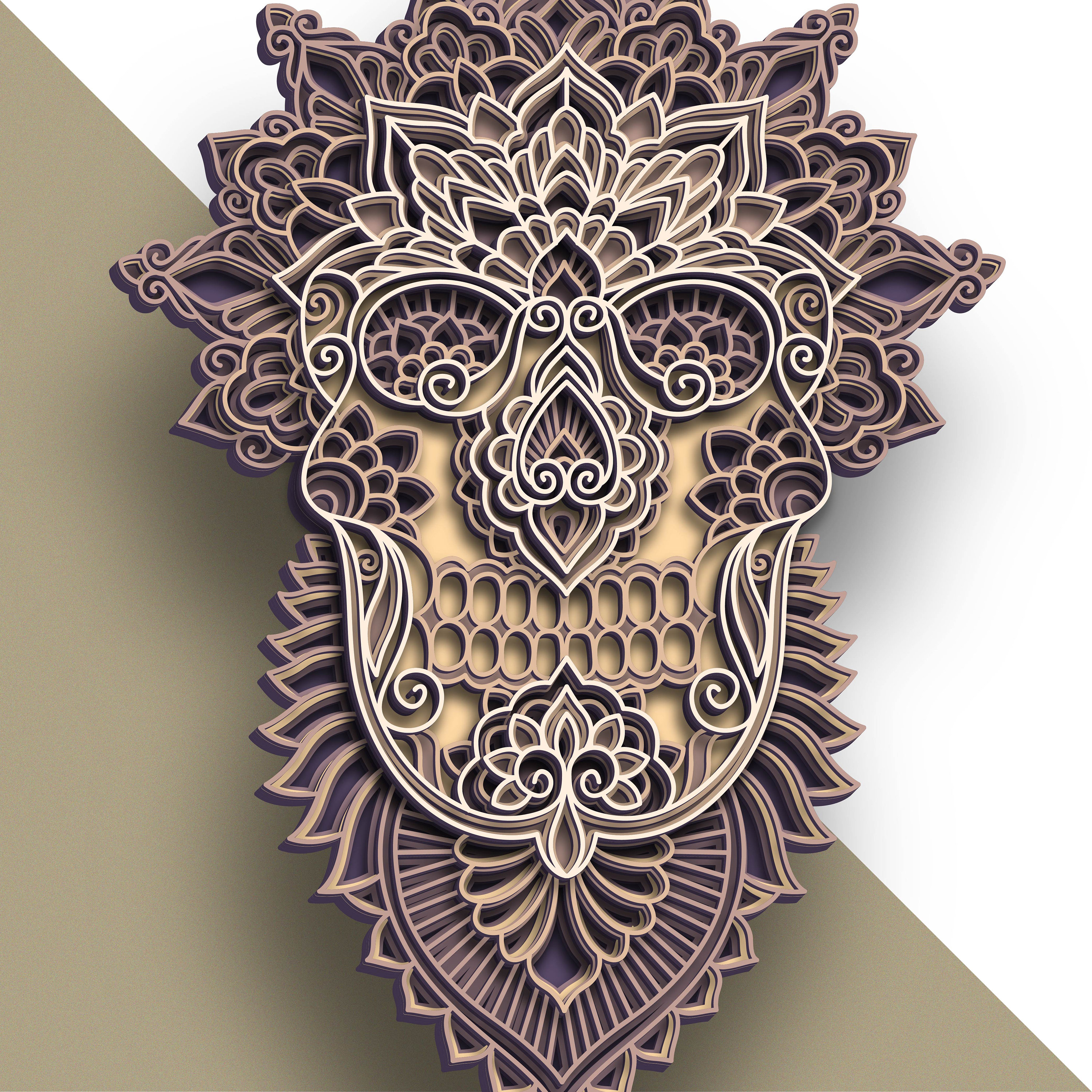Sugar Skull Multilayer SVG/ Skull Mandala Cut File/ 3D Layer/ - Etsy