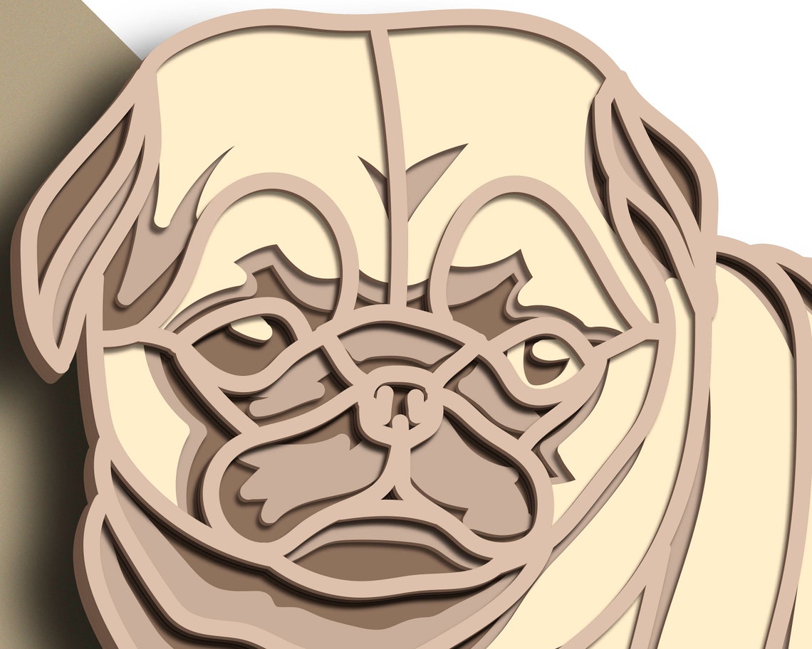Pug Multilayer SVG/ Pug Cut File/ 3D Layer/ Plywood Cutting/ - Etsy
