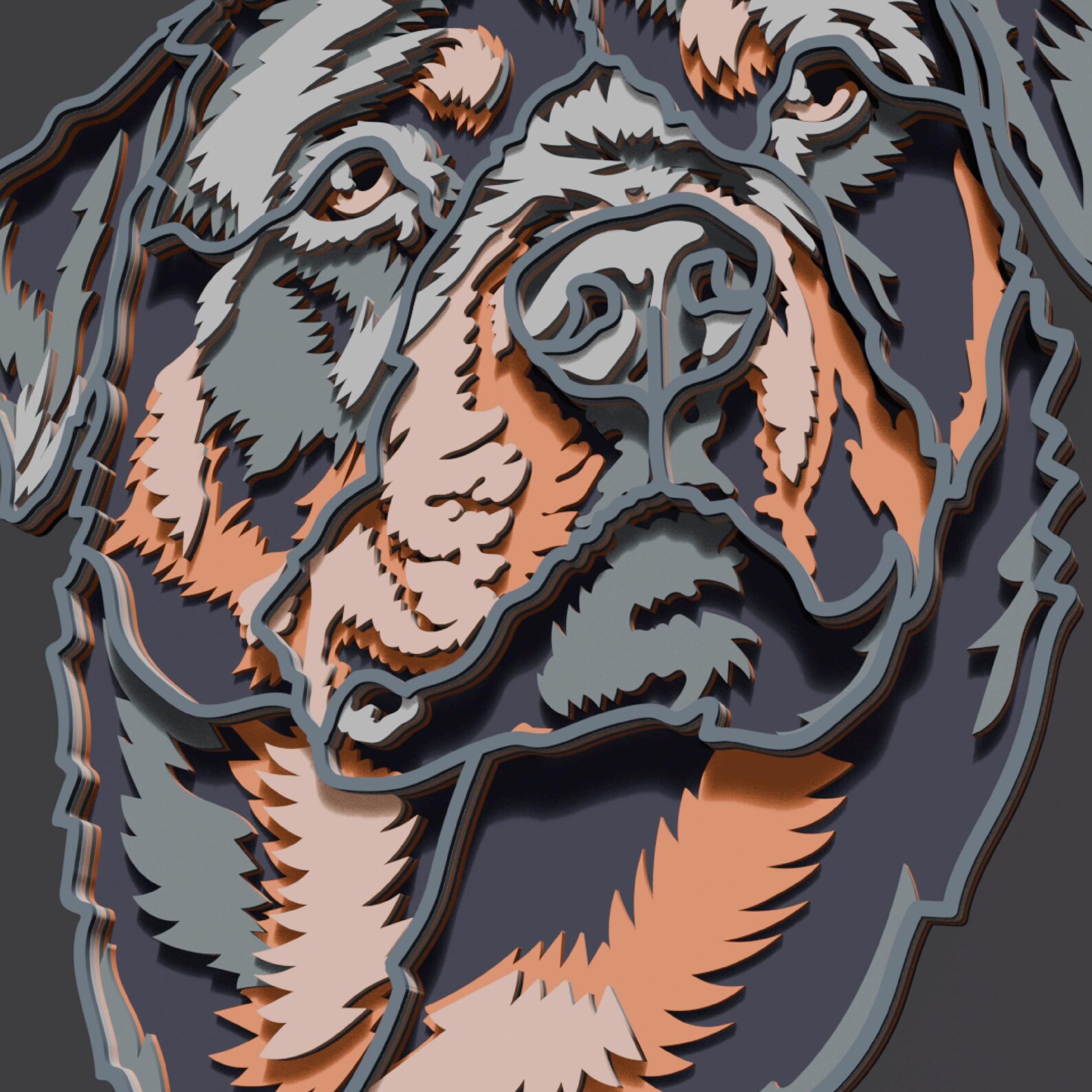 Rottweiler Multilayer SVG. Laser Cut File. Layer Construction. Plywood ...