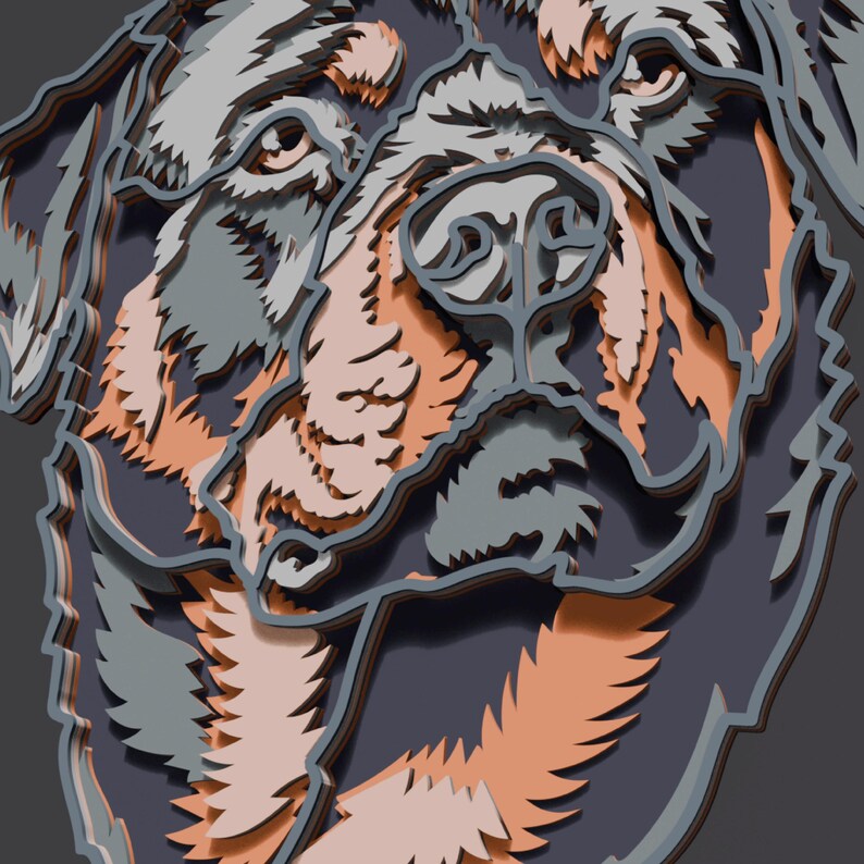 Rottweiler Multilayer SVG. Laser Cut File. Layer Construction. Plywood ...