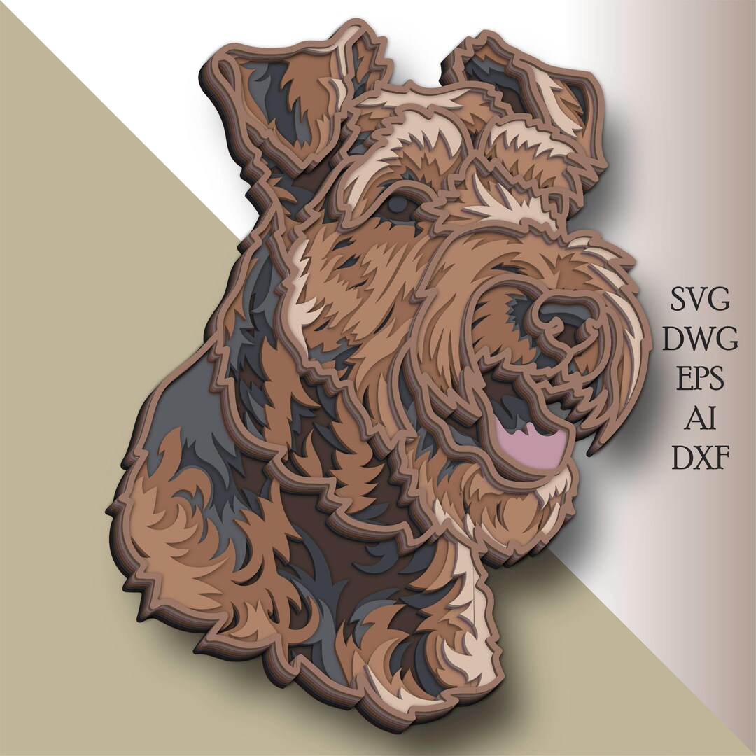 Airedale Multilayer Dog Svg/ Dog Cut File/ 3D Layer/ Plywood Cutting ...