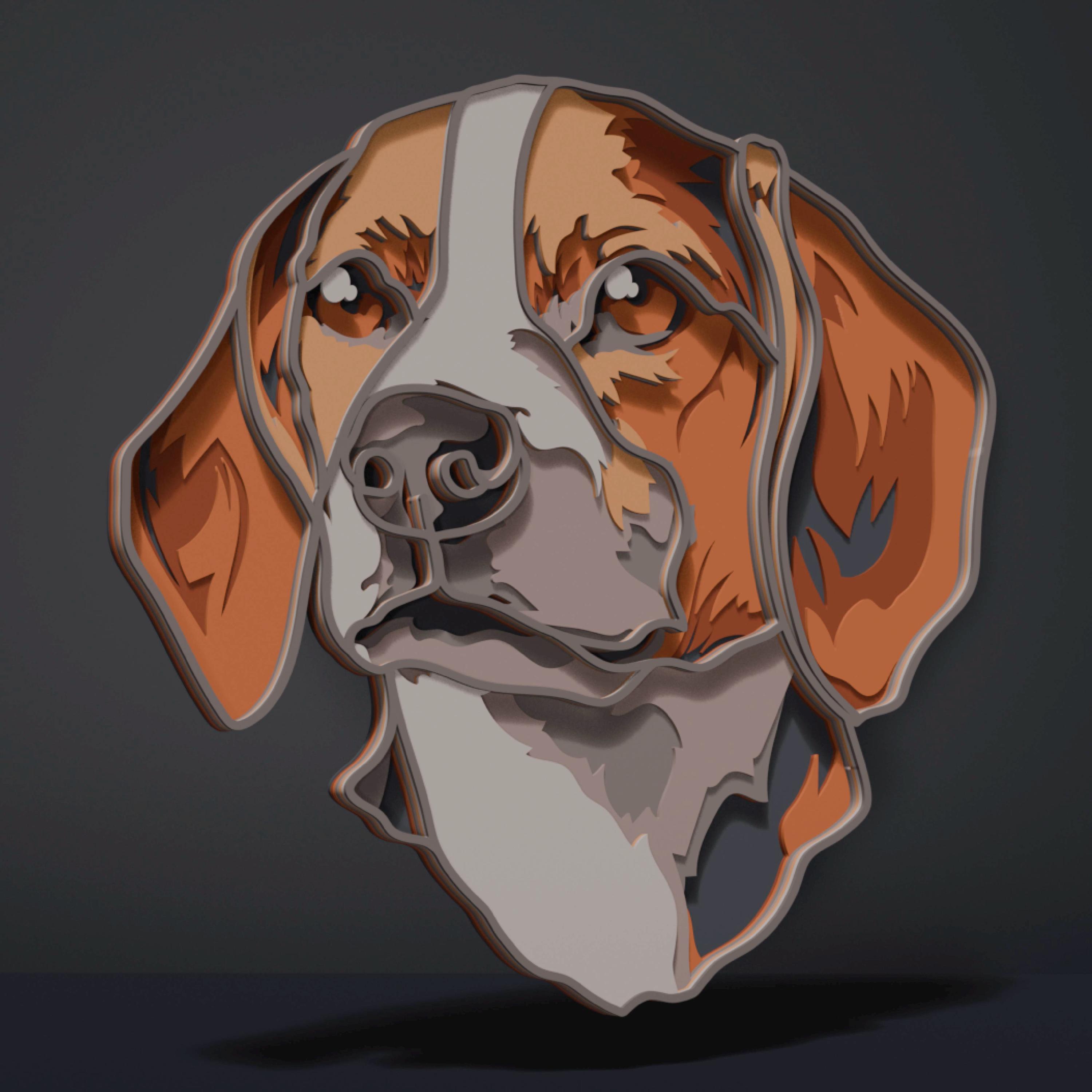 Beagle Multilayer SVG. Laser Cut File. Layer Construction. Plywood ...