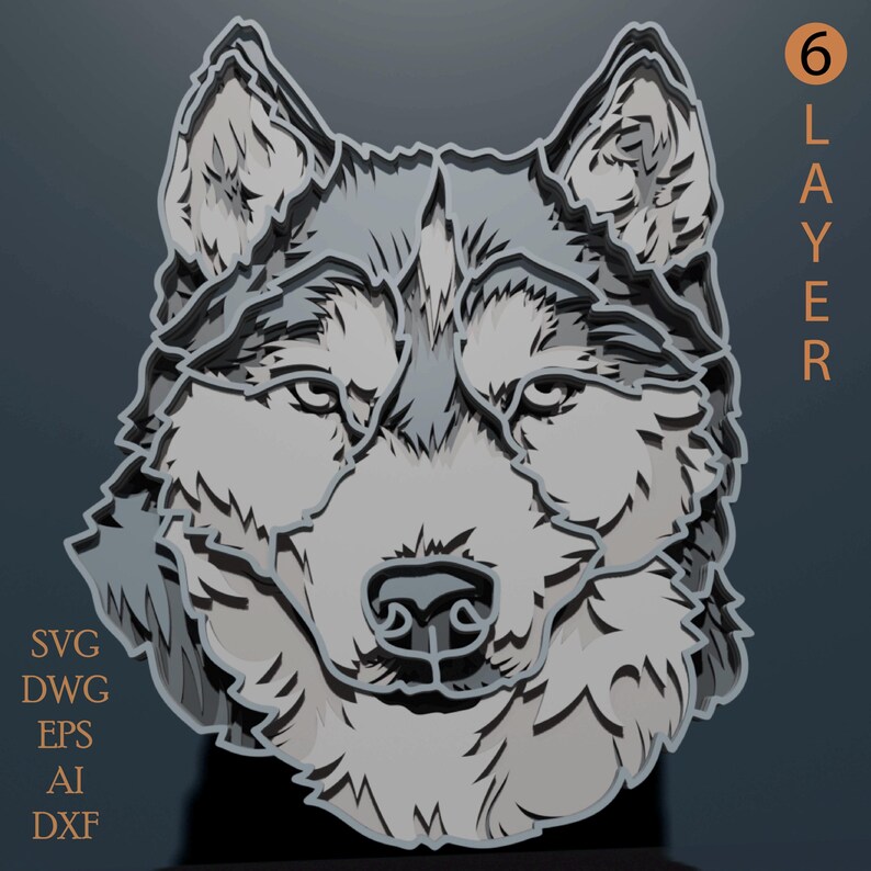 Husky Multilayer SVG. Laser Cut File. Layer Construction. Plywood ...