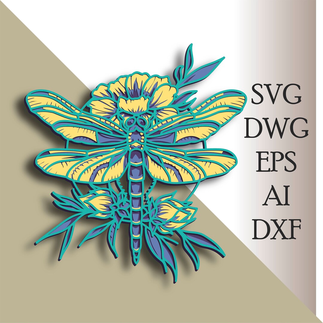 Dragonfly 3D Multilayer SVG/ Dragonfly Zentangle Cut File/ 3D Layer ...