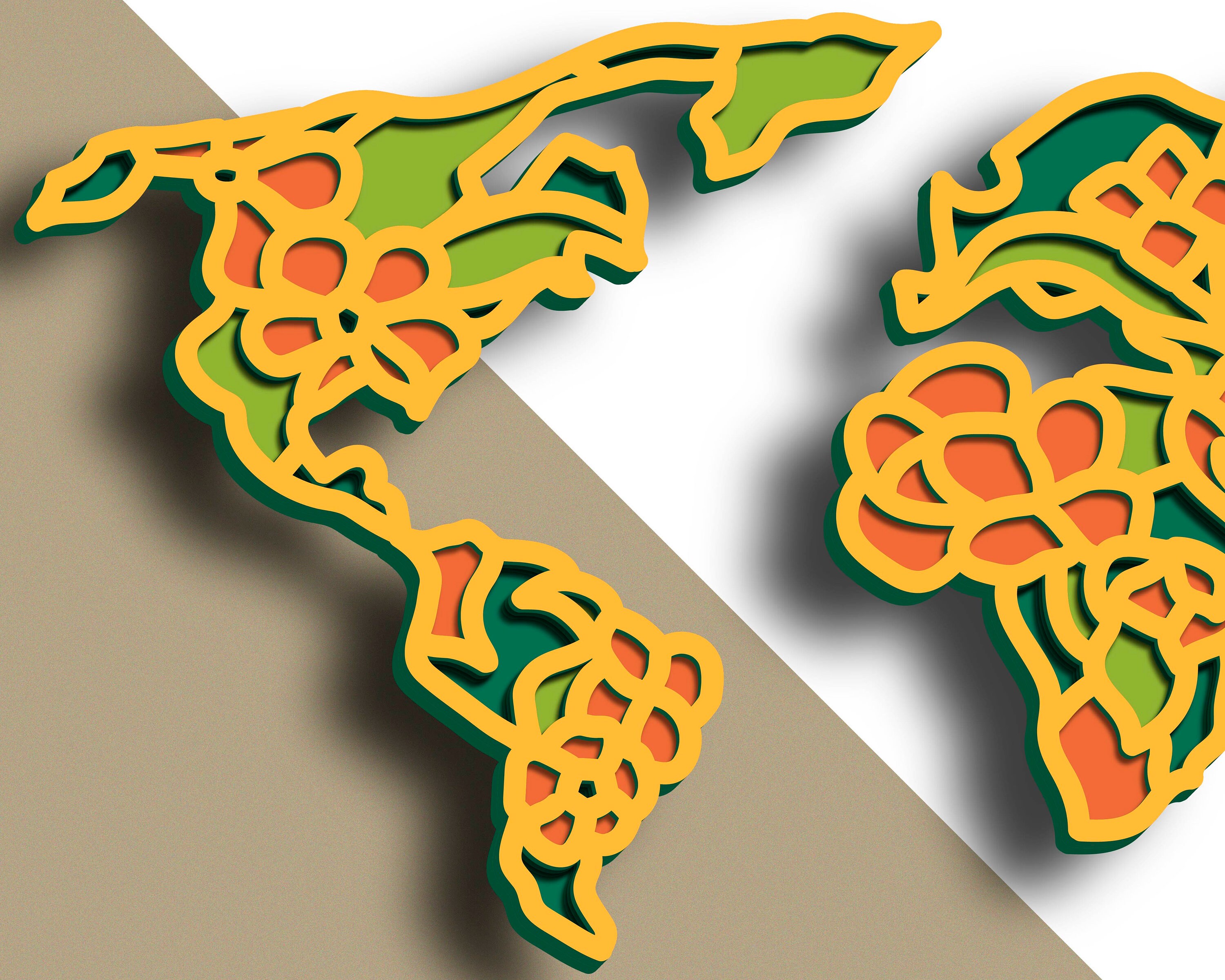 World Map Multilayer SVG/ World Map Cut File/ 3D Layer/ - Etsy Hong Kong