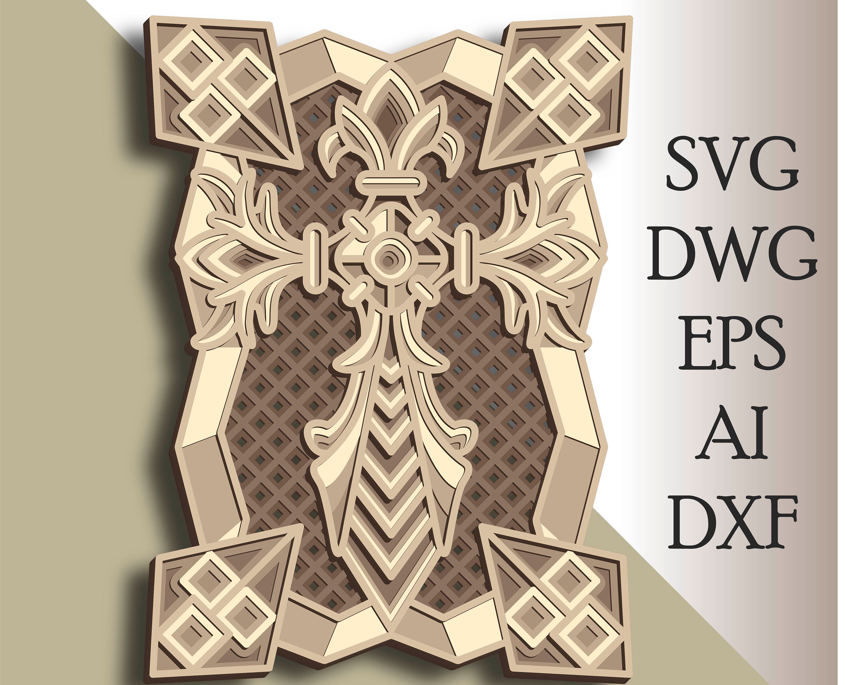 Art & Collectibles Cross multilayer SVG/ Cross cut file/ 3D layer ...