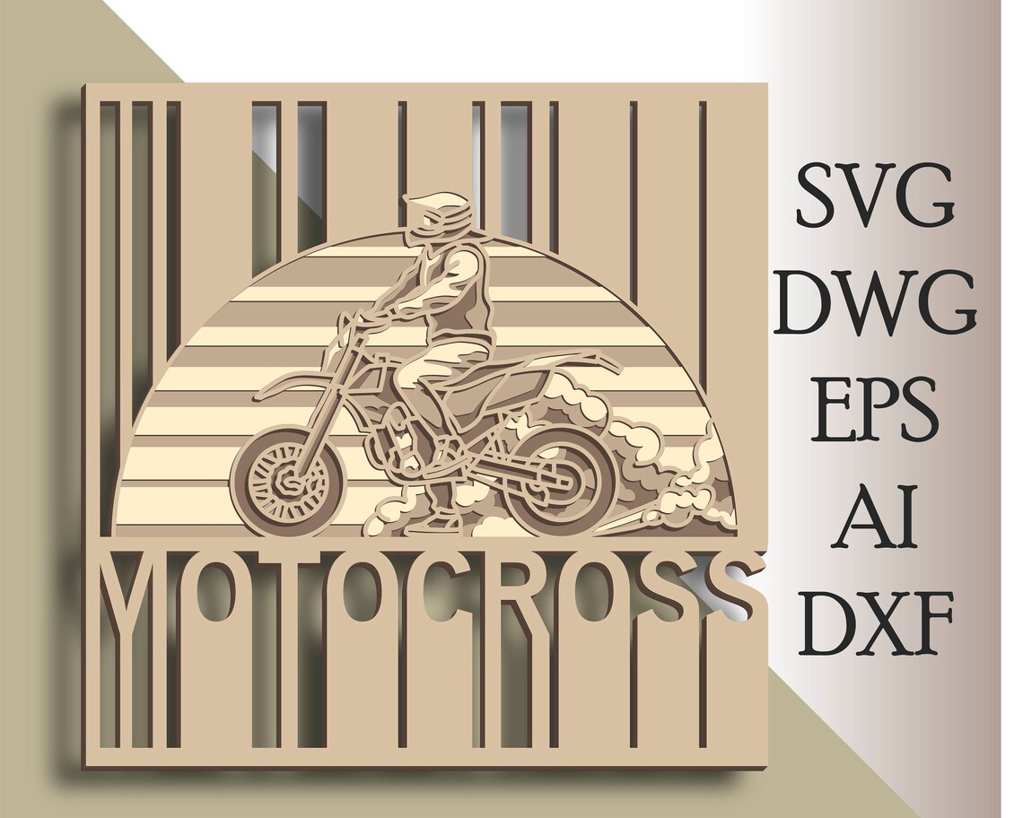 Motocross 3D Multilayer SVG/ Motocross Zentangle Cut File/ 3D - Etsy