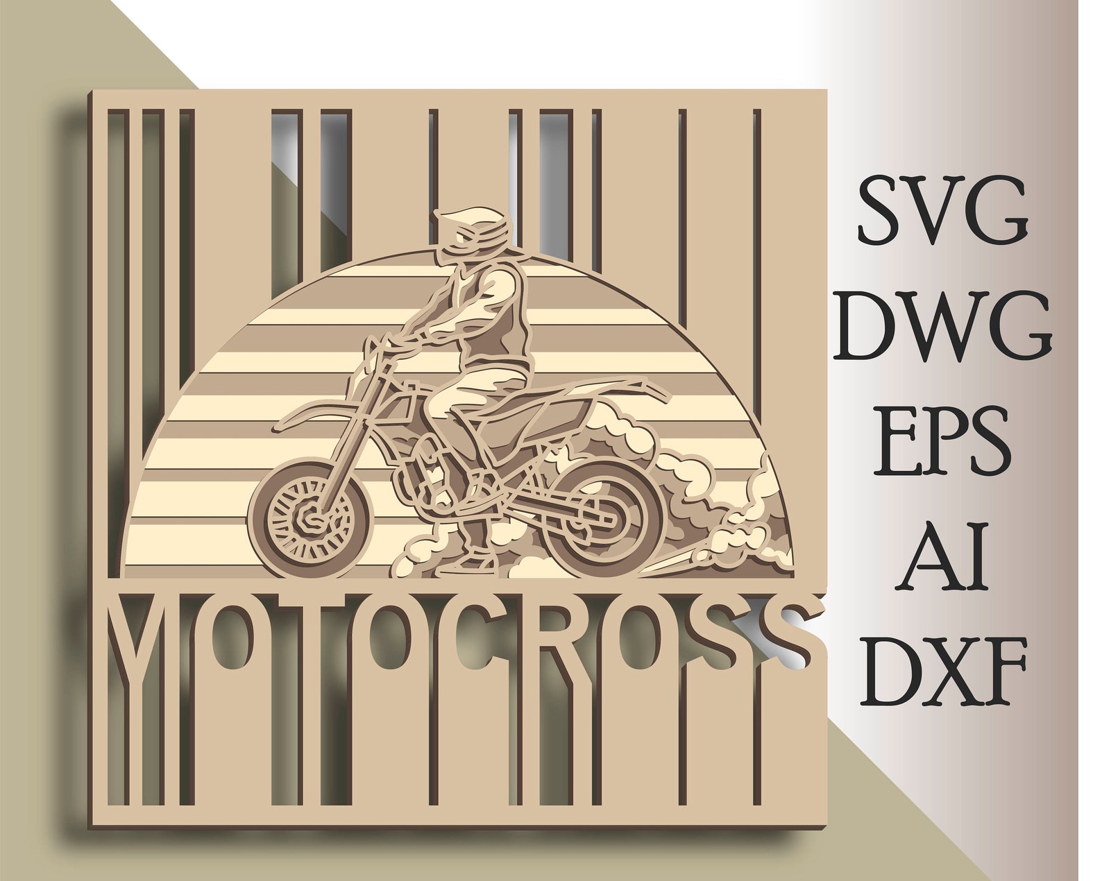 Motocross 3D Multilayer SVG/ Motocross Zentangle Cut File/ 3D - Etsy