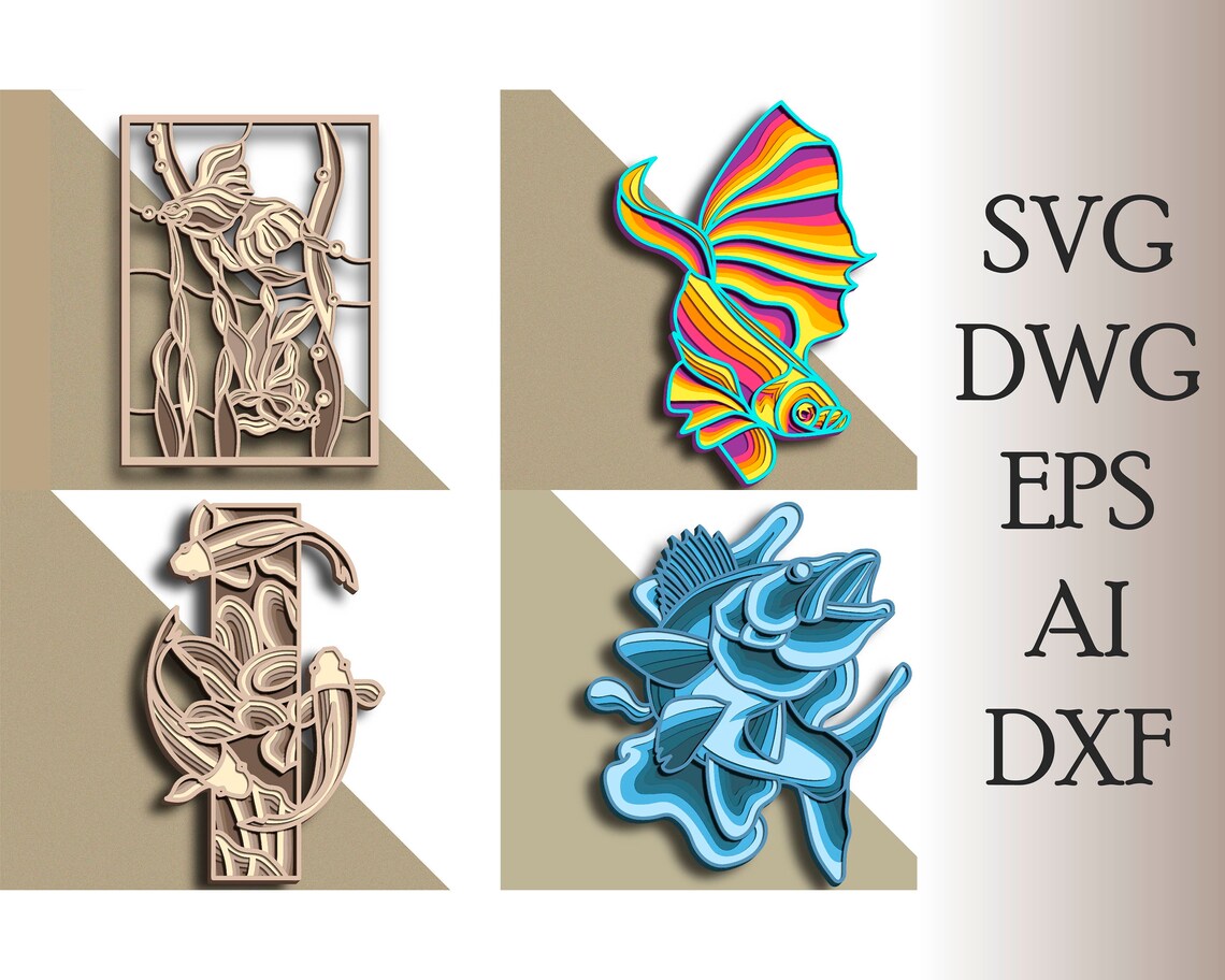 Fish Bundle Multilayer SVG/ Fish Bundle Cut File/ 3D Layer/ - Etsy