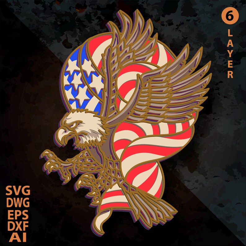 Eagle Multilayer SVG. Laser Cut File. Layer Construction. Plywood ...