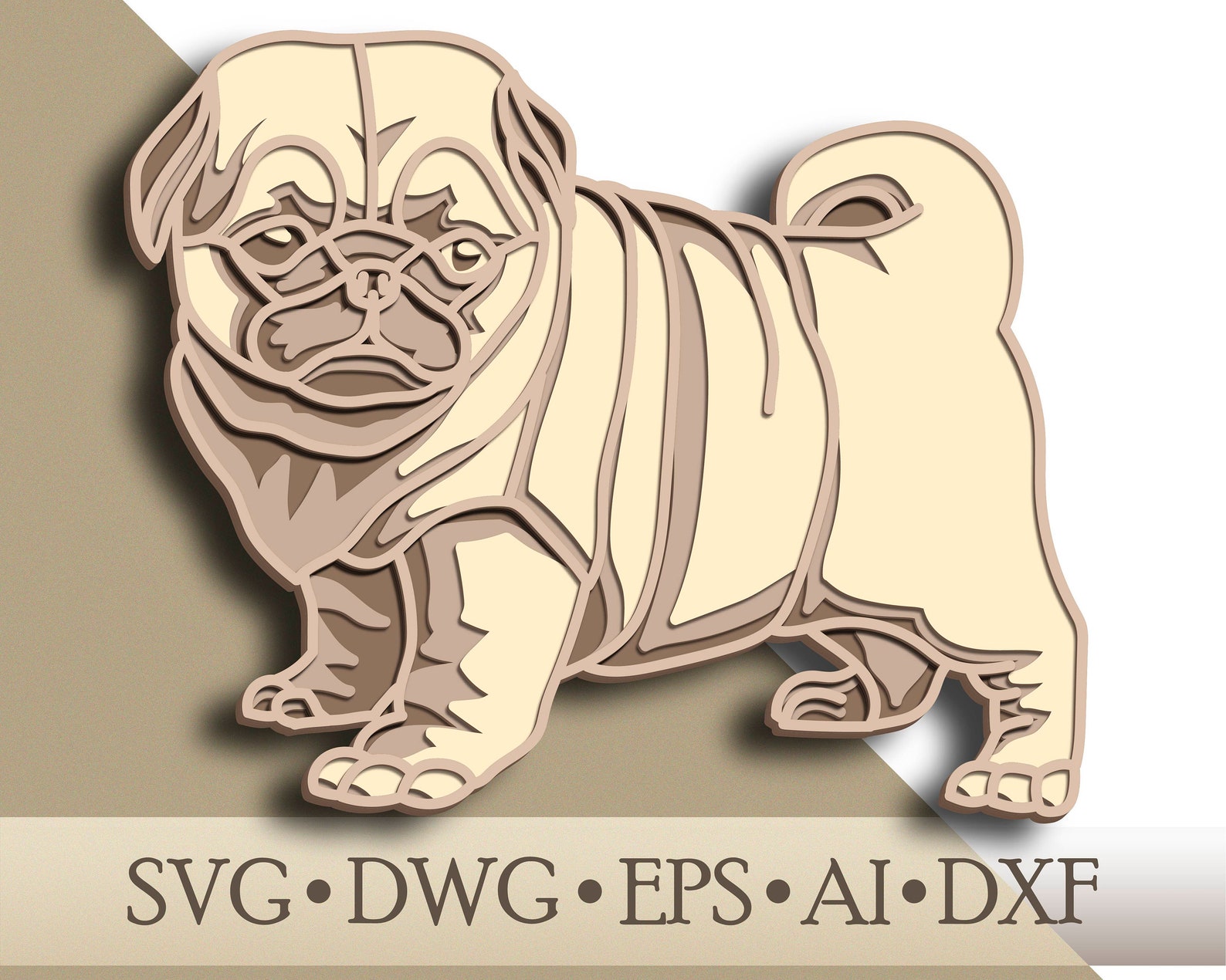Pug Multilayer SVG/ Pug Cut File/ 3D Layer/ Plywood Cutting/ - Etsy