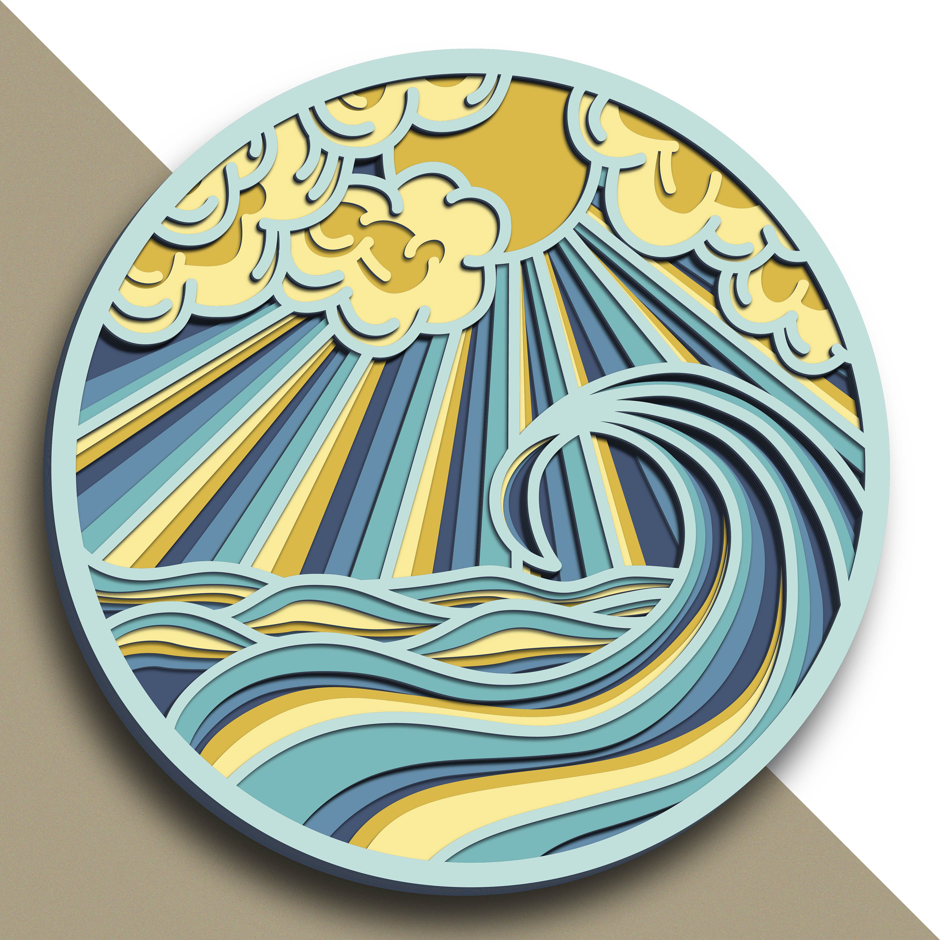 Ocean Multilayer SVG/ Ocean Cut File/ 3D Layer/ Plywood | Etsy Australia