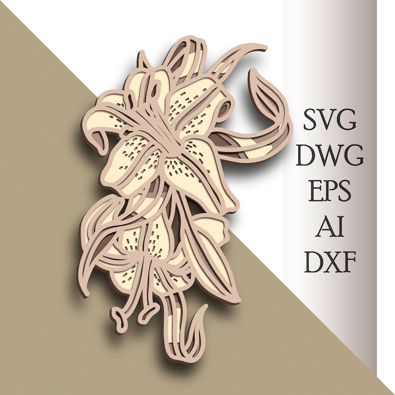 Lilies Multilayer SVG. Laser Cut File. Layer Construction. Plywood ...