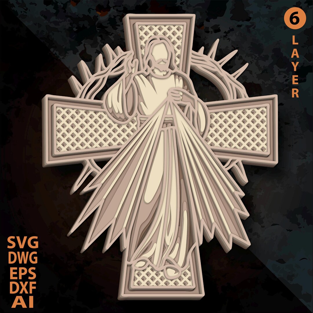 Divine Mercy Multilayer SVG/ Divine Mercy Cut File/ 3D Layer/ Plywood ...