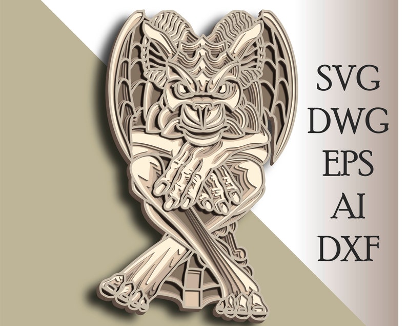 Gargoyle Multilayer SVG/ Gargoyle Mandala Cut File/ 3D Layer/ - Etsy