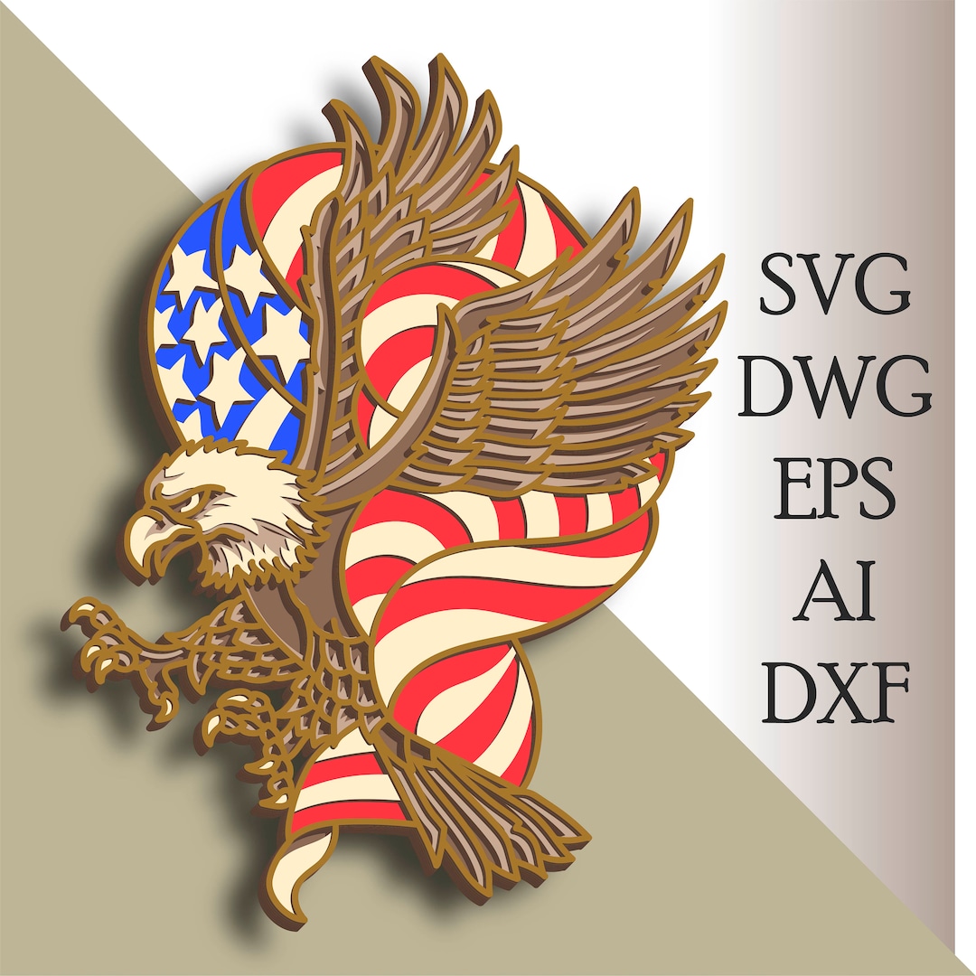 Eagle Multilayer SVG/ Eagle Cut File/ 3D Layer/ Plywood Cutting/ Paper ...