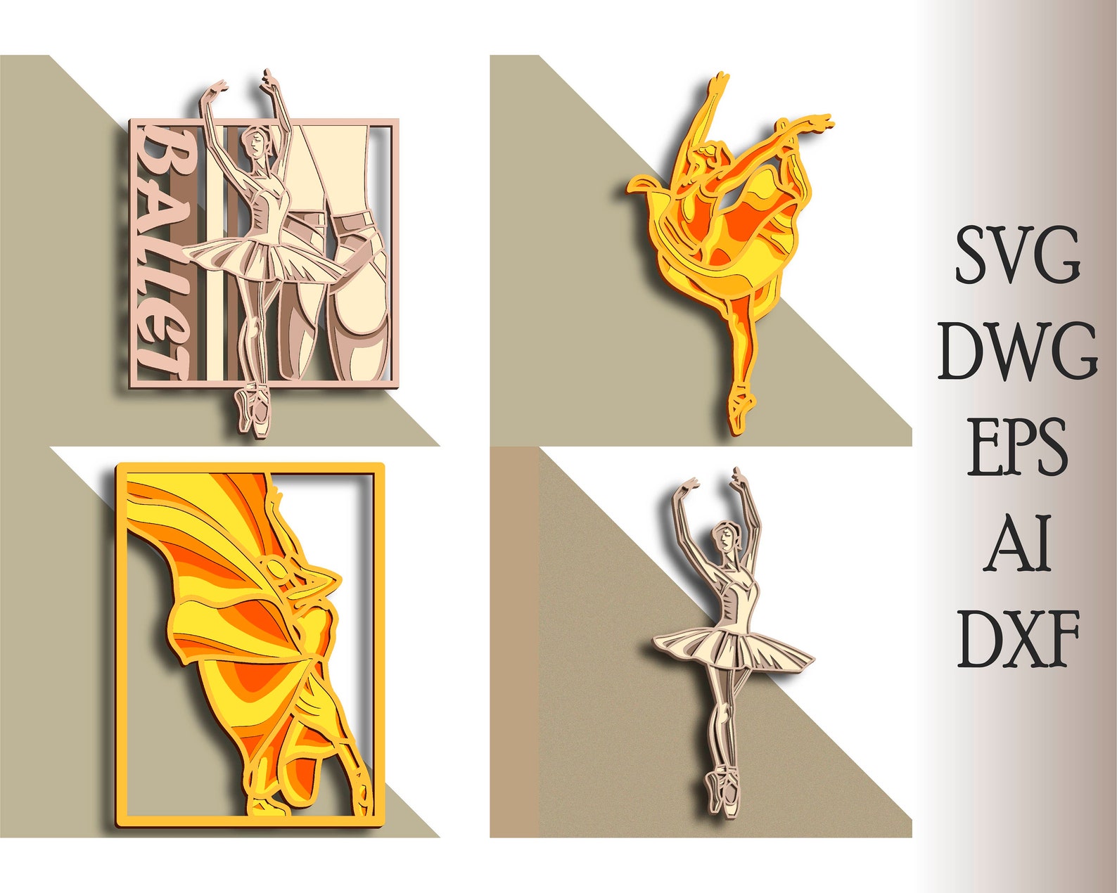 Ballet Bundle Multilayer SVG/ Ballet Bundle Cut File/ 3D - Etsy