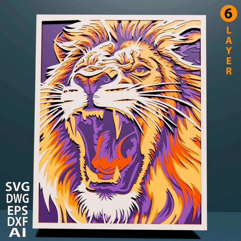 Lion Multilayer SVG. Laser Cut File. Layer Construction. Plywood ...