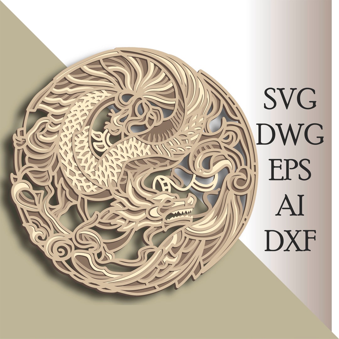 Dragon Multilayer SVG/ Dragon Cut File/ 3D Layer/ Plywood Cutting ...