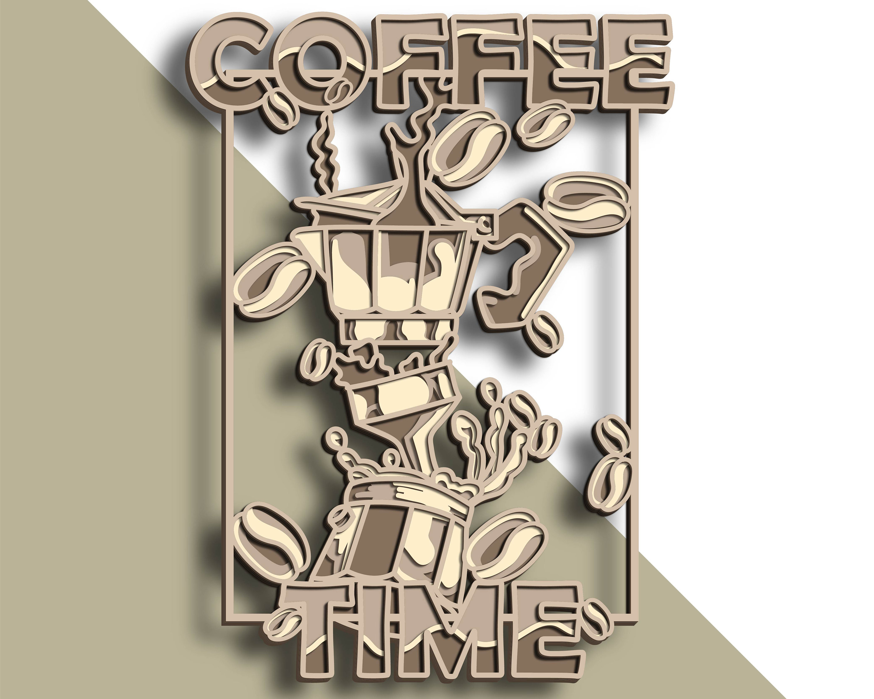 Coffee Multilayer SVG. Laser Cut File. Layer Construction. Plywood ...