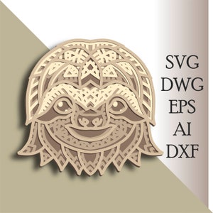 Sloth Multilayer SVG/ Sloth Cut File/ 3D Layer/ Plywood Cutting/ Paper ...