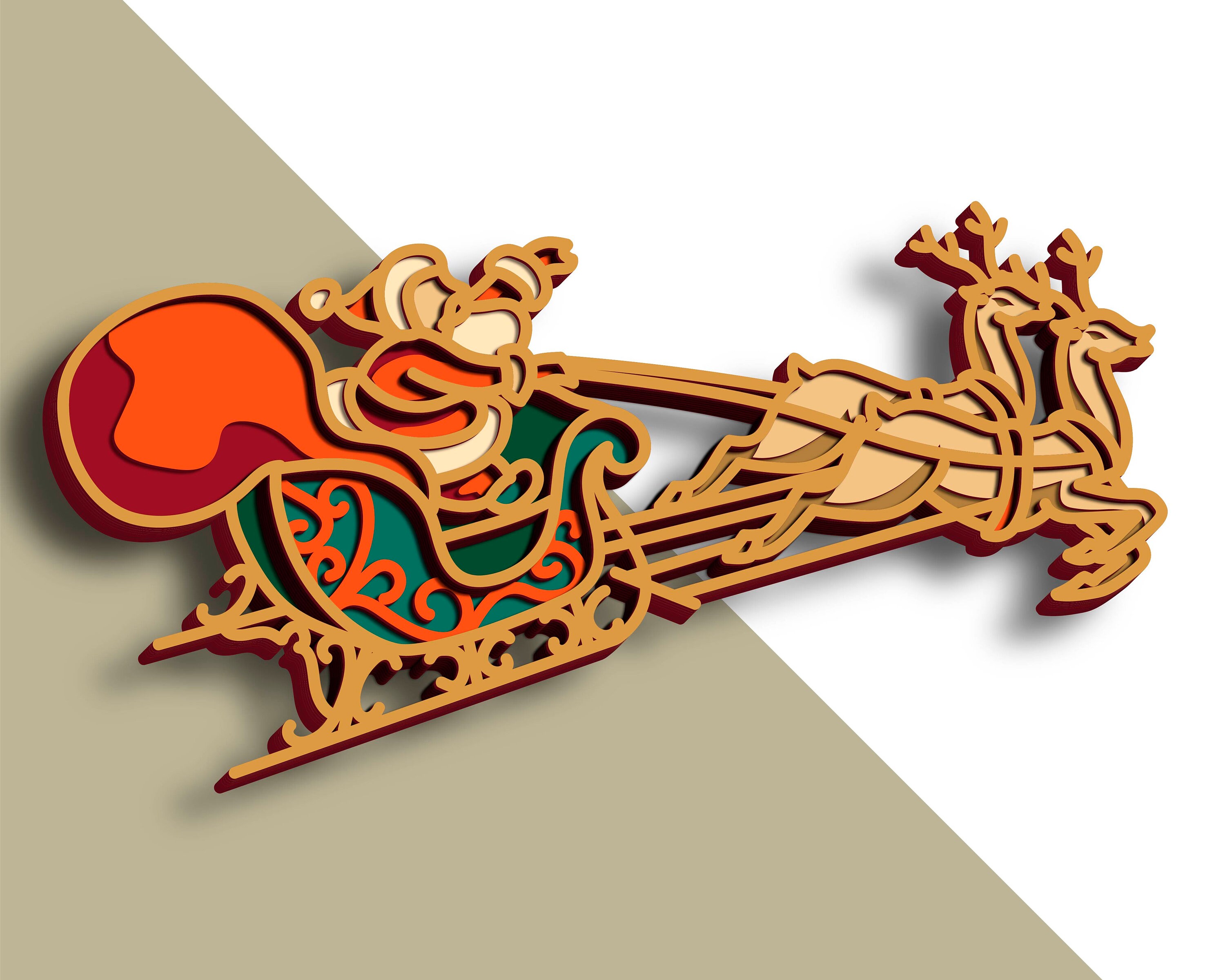 Santa Multilayer SVG. Laser Cut File. Layer Construction. Plywood ...
