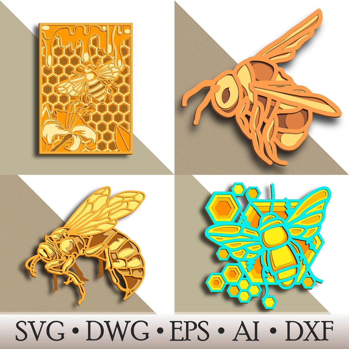 Bee Bundle Multilayer SVG/ Bee Horney Cut File/ 3D Layer/ - Etsy
