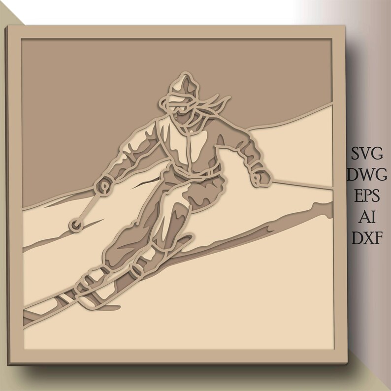 Skier Multilayer SVG. Laser Cut File. Layer Construction. Plywood ...