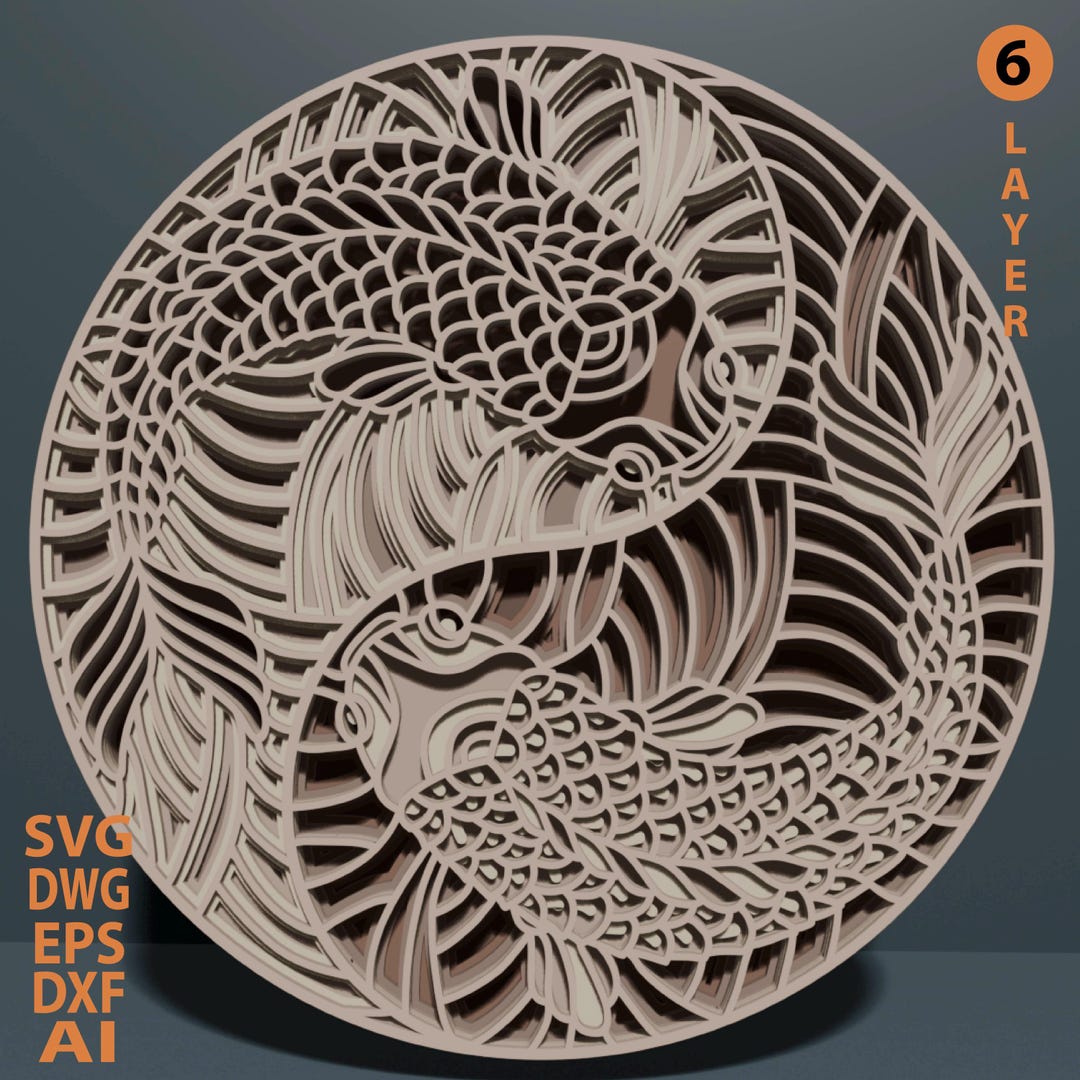 Yin Yang Multilayer SVG. Laser Cut File. Layer Construction. Plywood ...