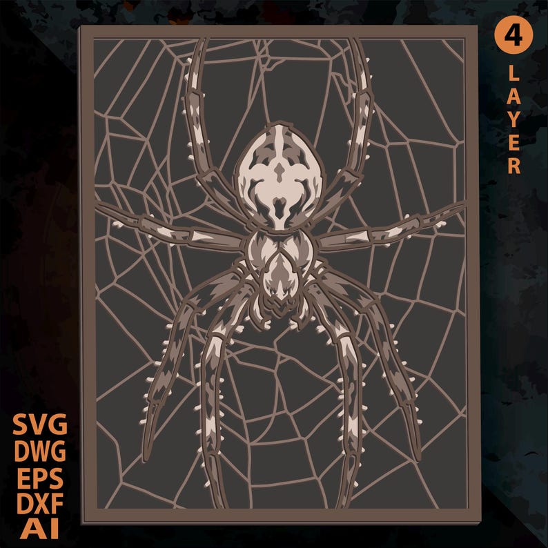 3D Spider Multilayer SVG. Laser Cut File. Layer Construction. Plywood ...