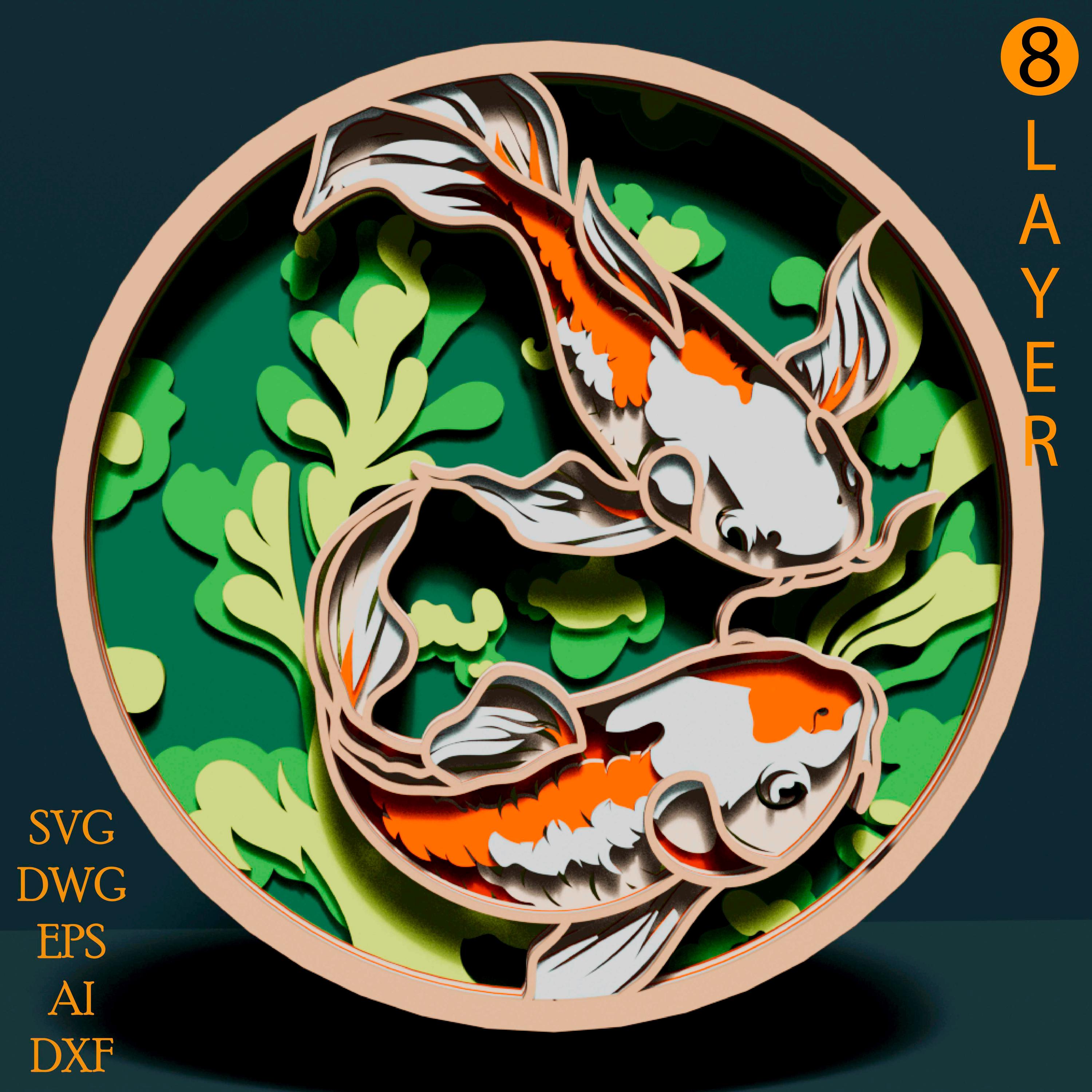 Koi Fish Multilayer SVG. Laser Cut File. Layer Construction. Plywood ...
