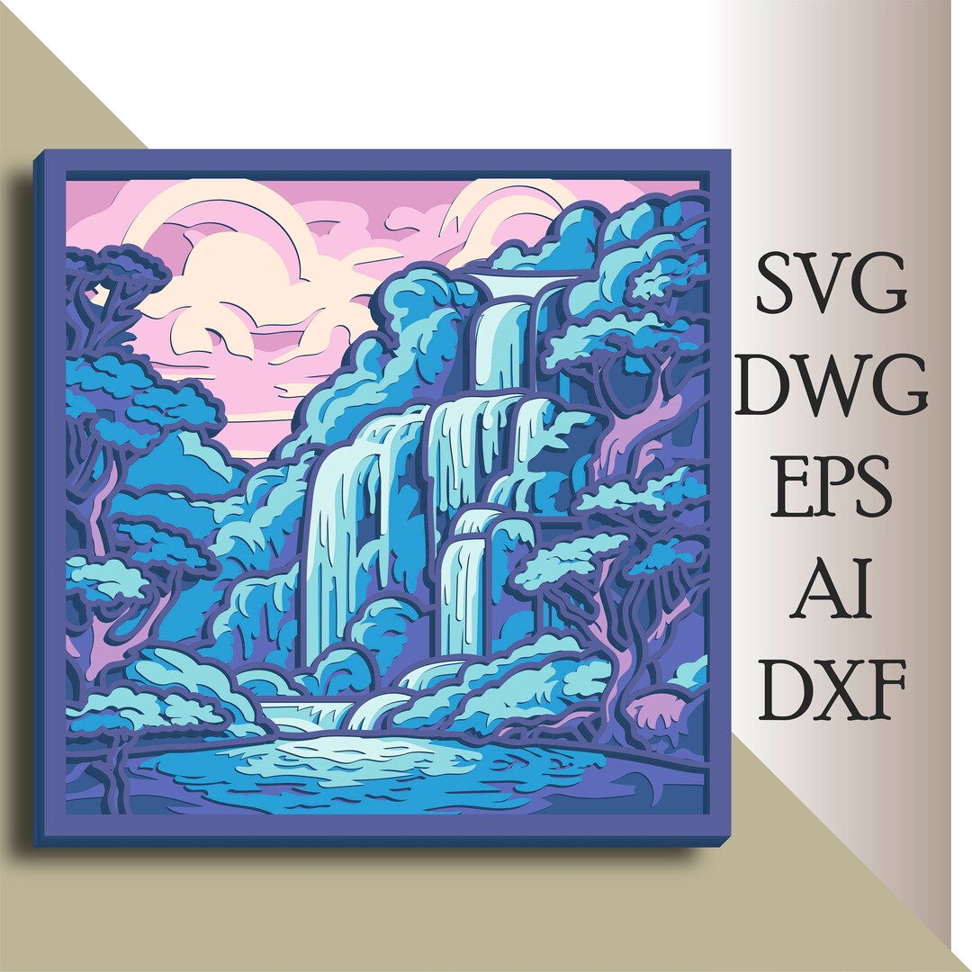 Waterfall Multilayer SVG/ Landscape Cut File/ 3D Layer/ Plywood Cutting ...