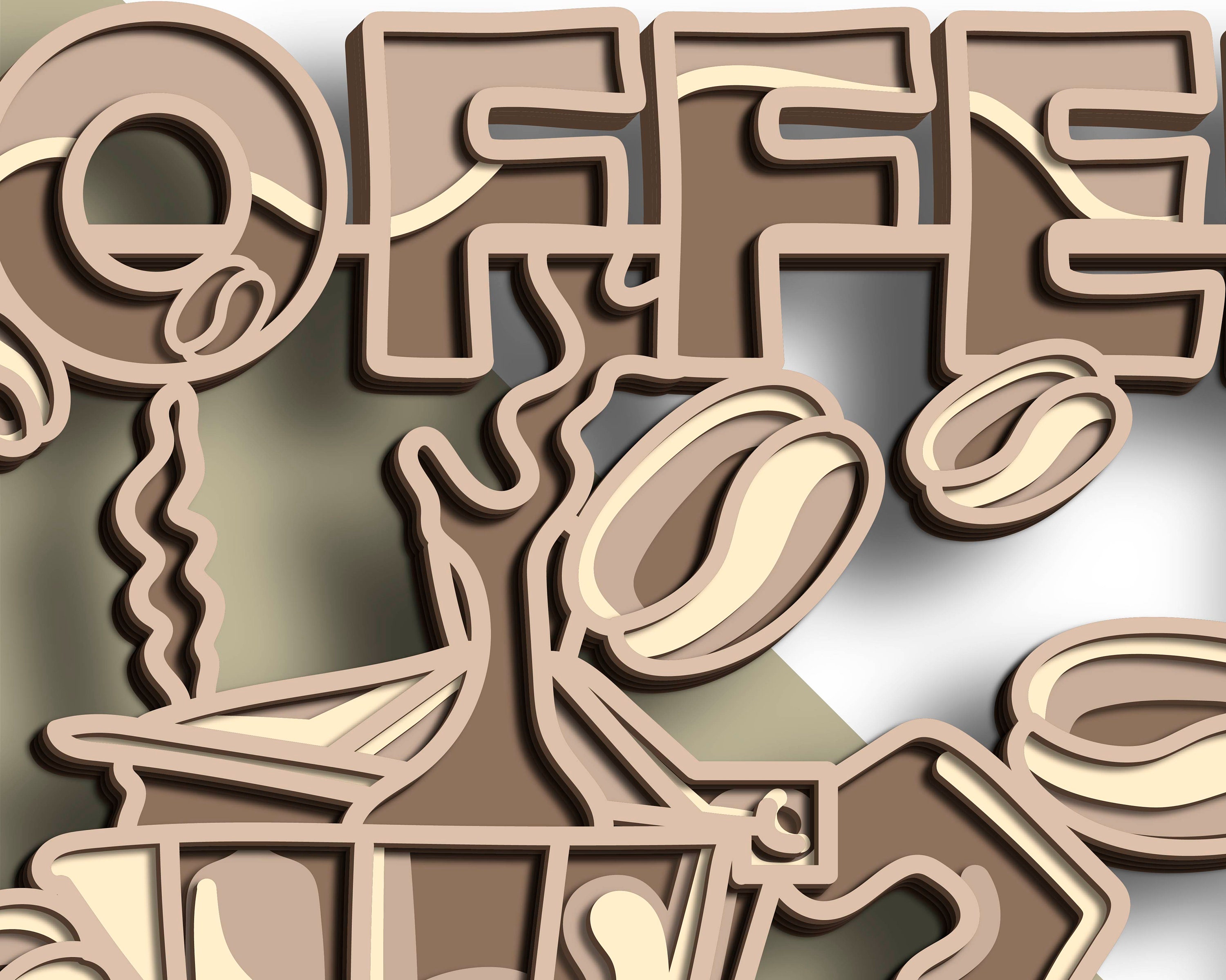 Coffee Multilayer SVG. Laser Cut File. Layer Construction. Plywood ...
