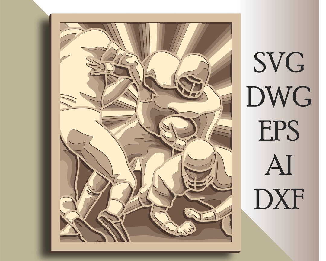 American Football Multilayer SVG/ American Football Cut File/ 3D Layer ...