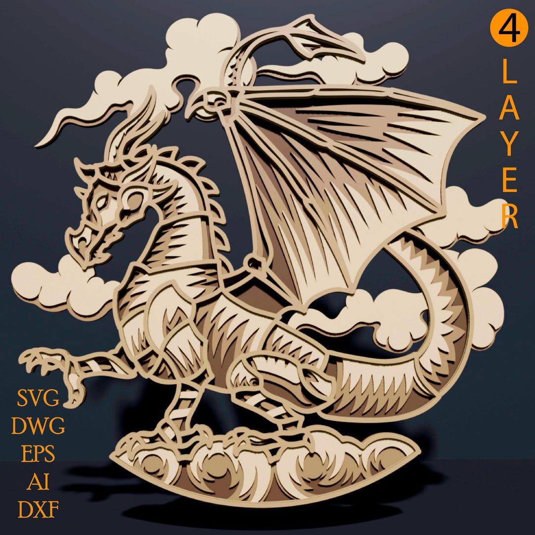 Dragon Multilayer SVG. Laser Cut File. Layer Construction. Plywood ...