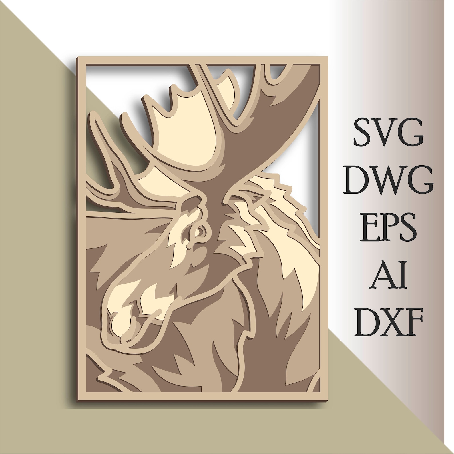 Moose Multilayer SVG. Laser Cut File. Layer Construction. Plywood ...