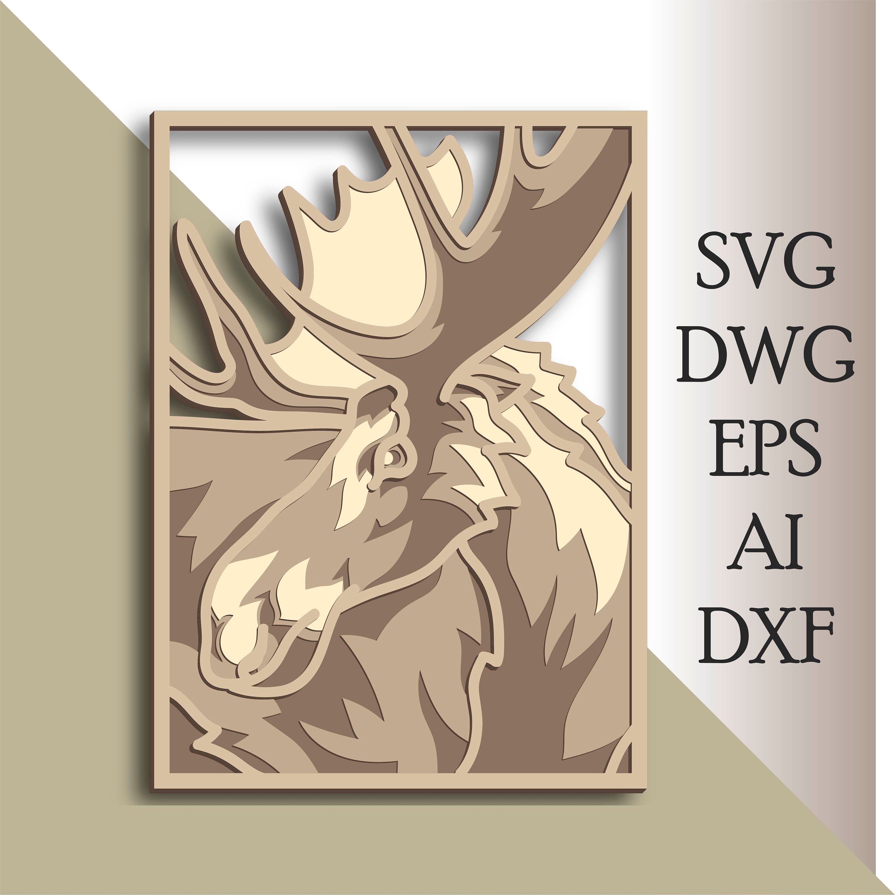 Moose Multilayer SVG. Laser Cut File. Layer Construction. Plywood ...