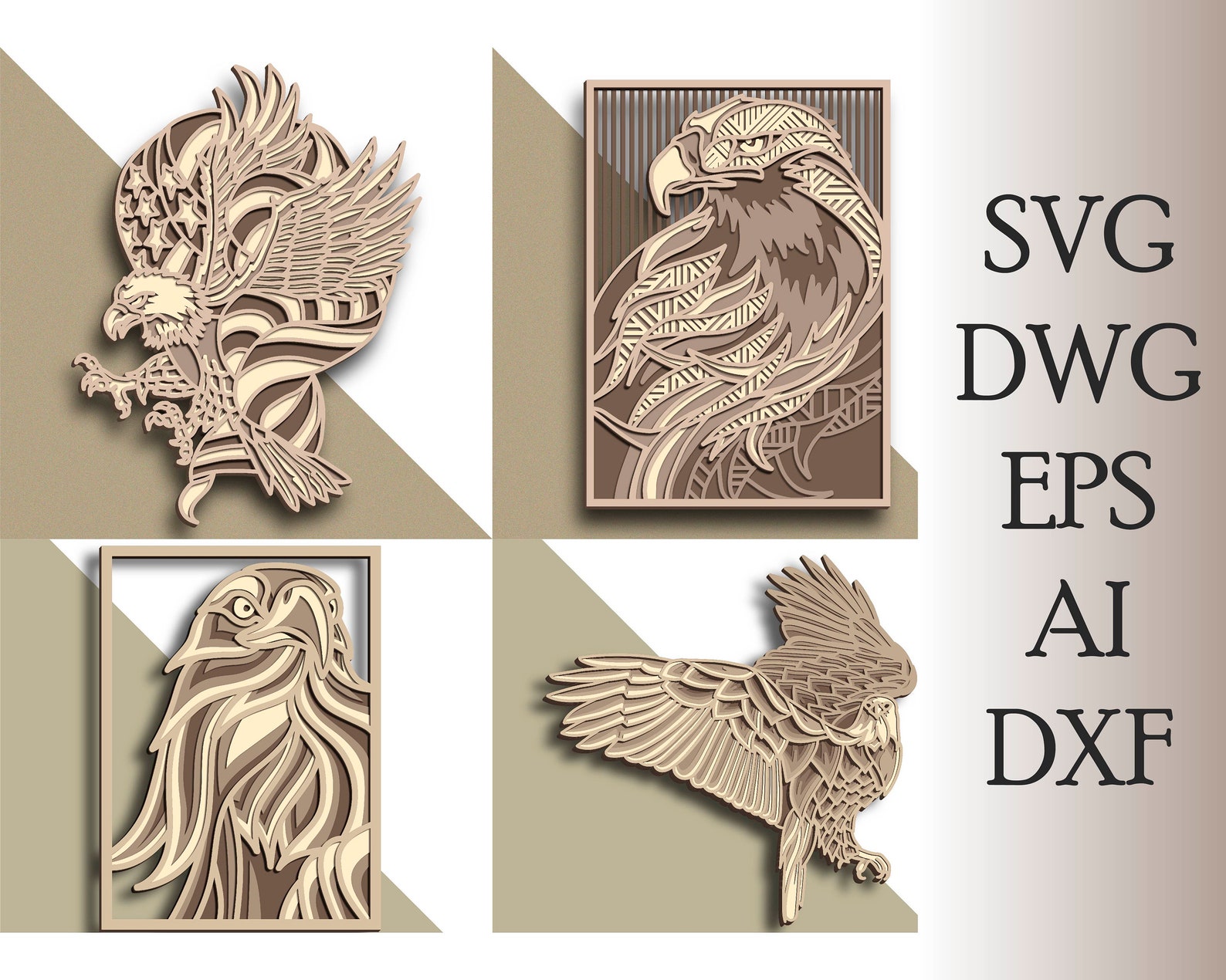 Eagle Bundle Multilayer SVG/ Eagle Bundle Cut File/ 3D Layer/ - Etsy