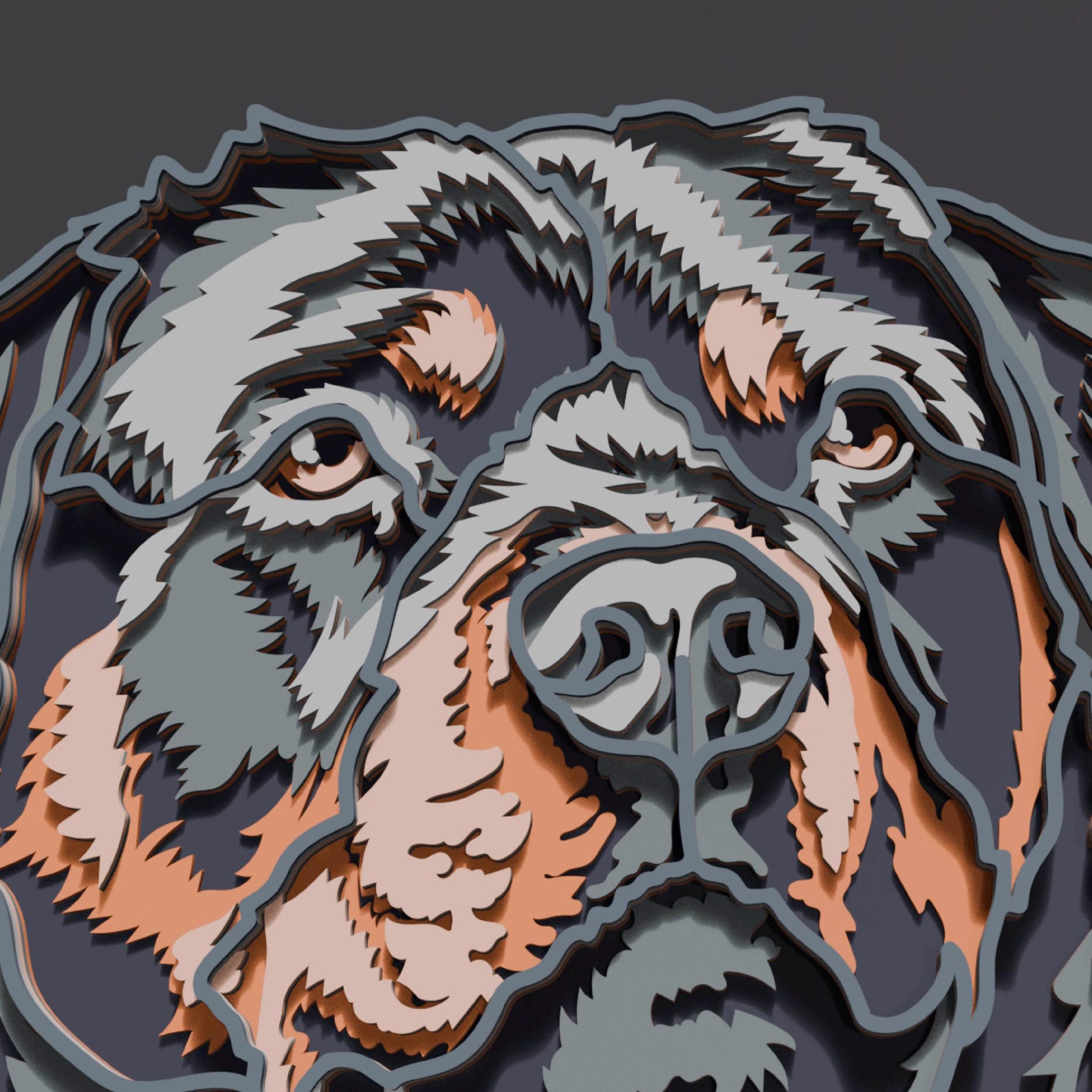 Rottweiler Multilayer SVG. Laser Cut File. Layer Construction. Plywood ...