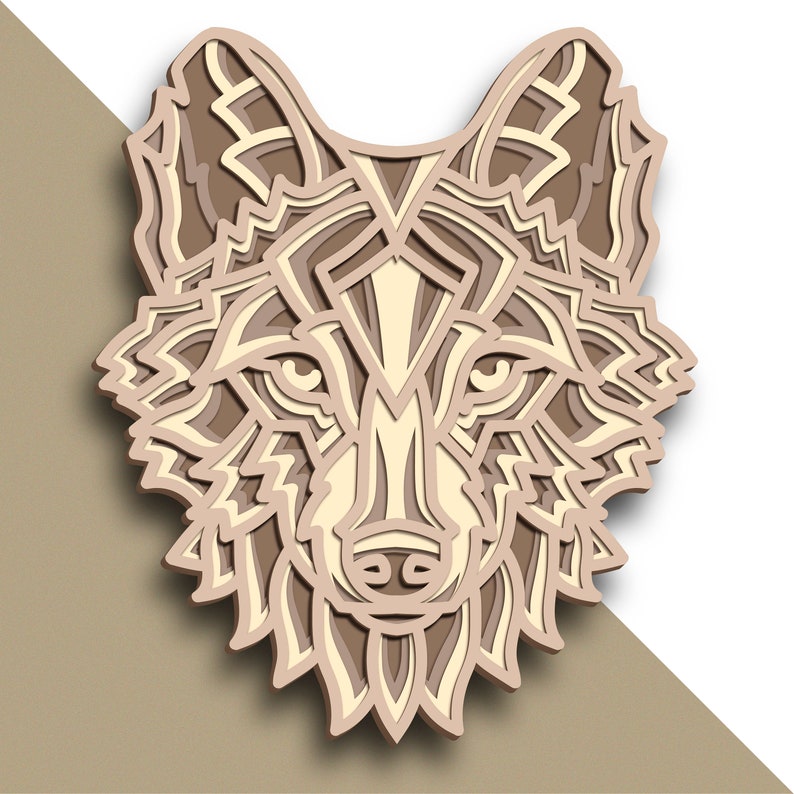 Wolf multilayer SVG/ Wolf cut file/ 3D layer/ Plywood cutting/ | Etsy