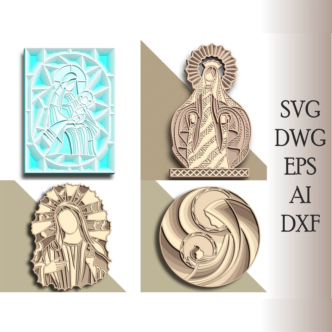 Virgin Mary Bundle Multilayer SVG/ Virgin Mary Bundle Cut File/ 3D ...