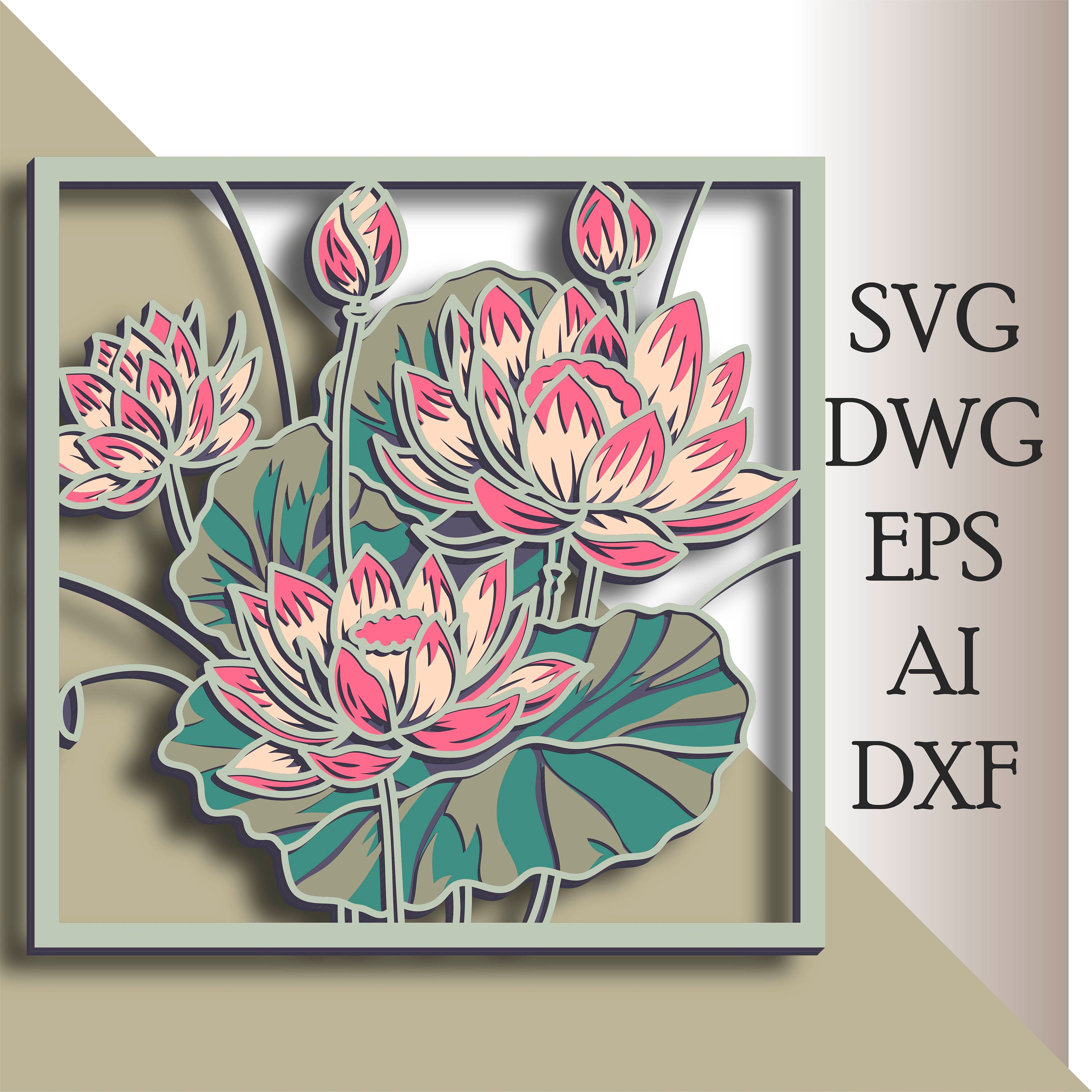 Lotus Multilayer SVG. Laser Cut File. Layer Construction. Plywood ...